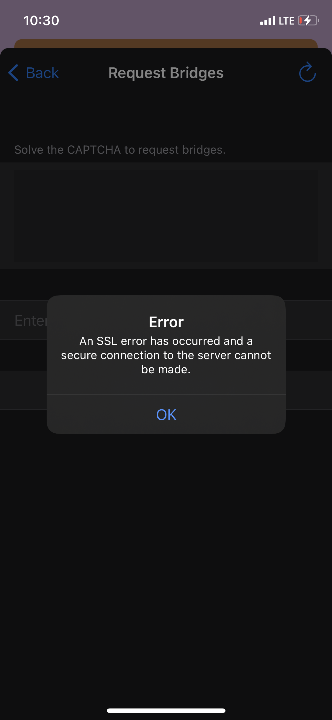 Cannot connect with either without a bridge. Error: An SSL error has occurred and a secure ...