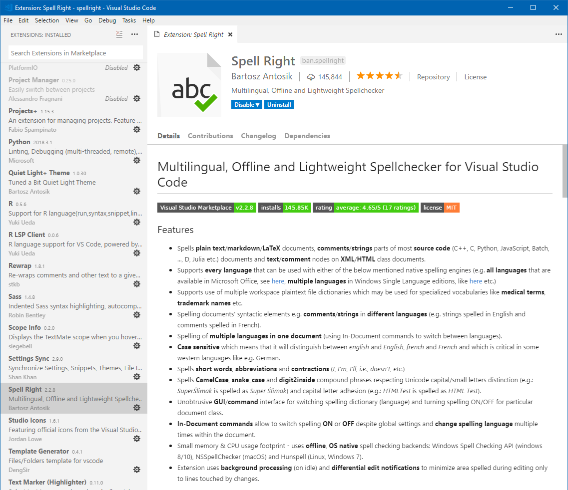 plugin doesn't do anything at all · Issue #137 · bartosz-antosik/vscode-spellright · GitHub