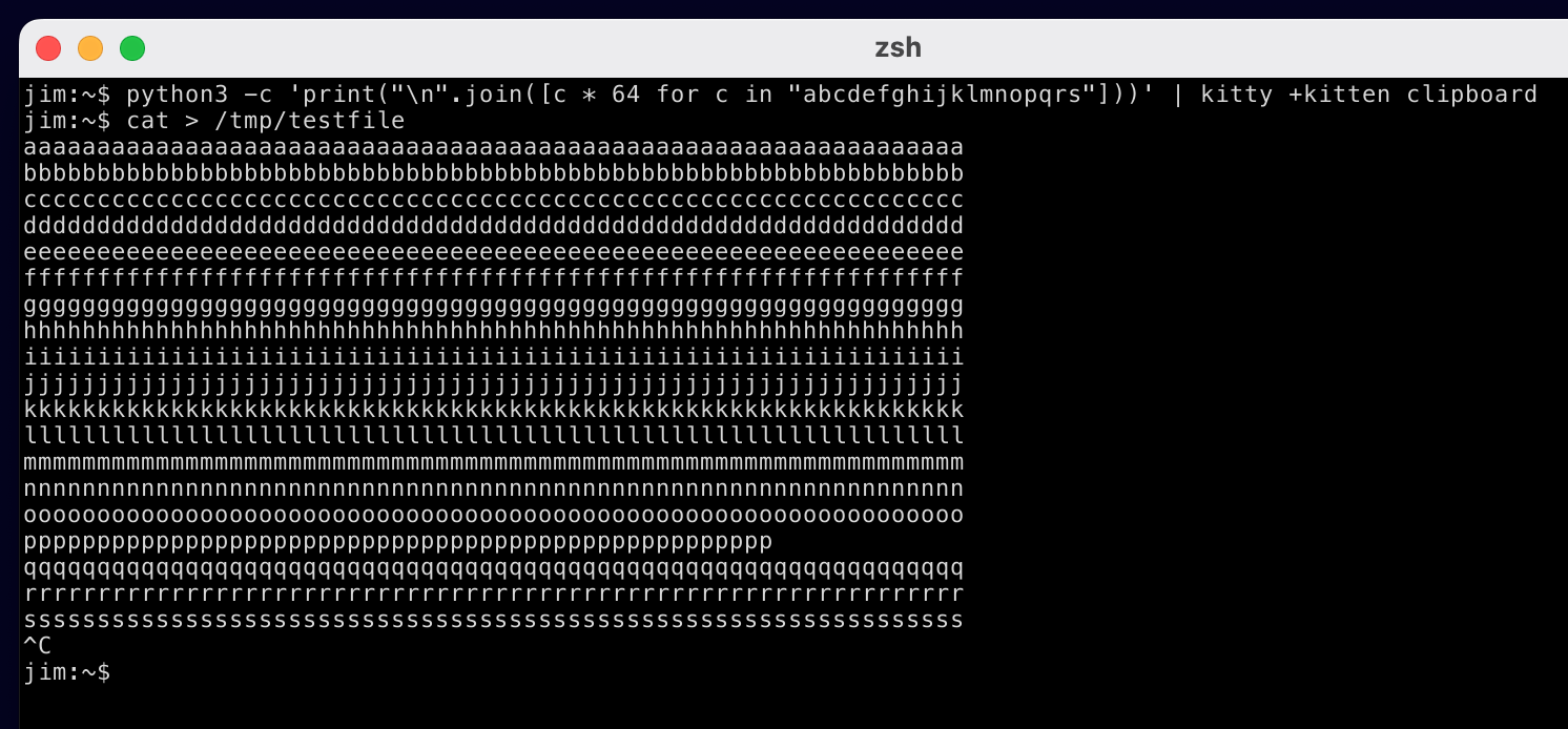 Unbracketed pastes of > 1024 characters on macos drop or repeat ...