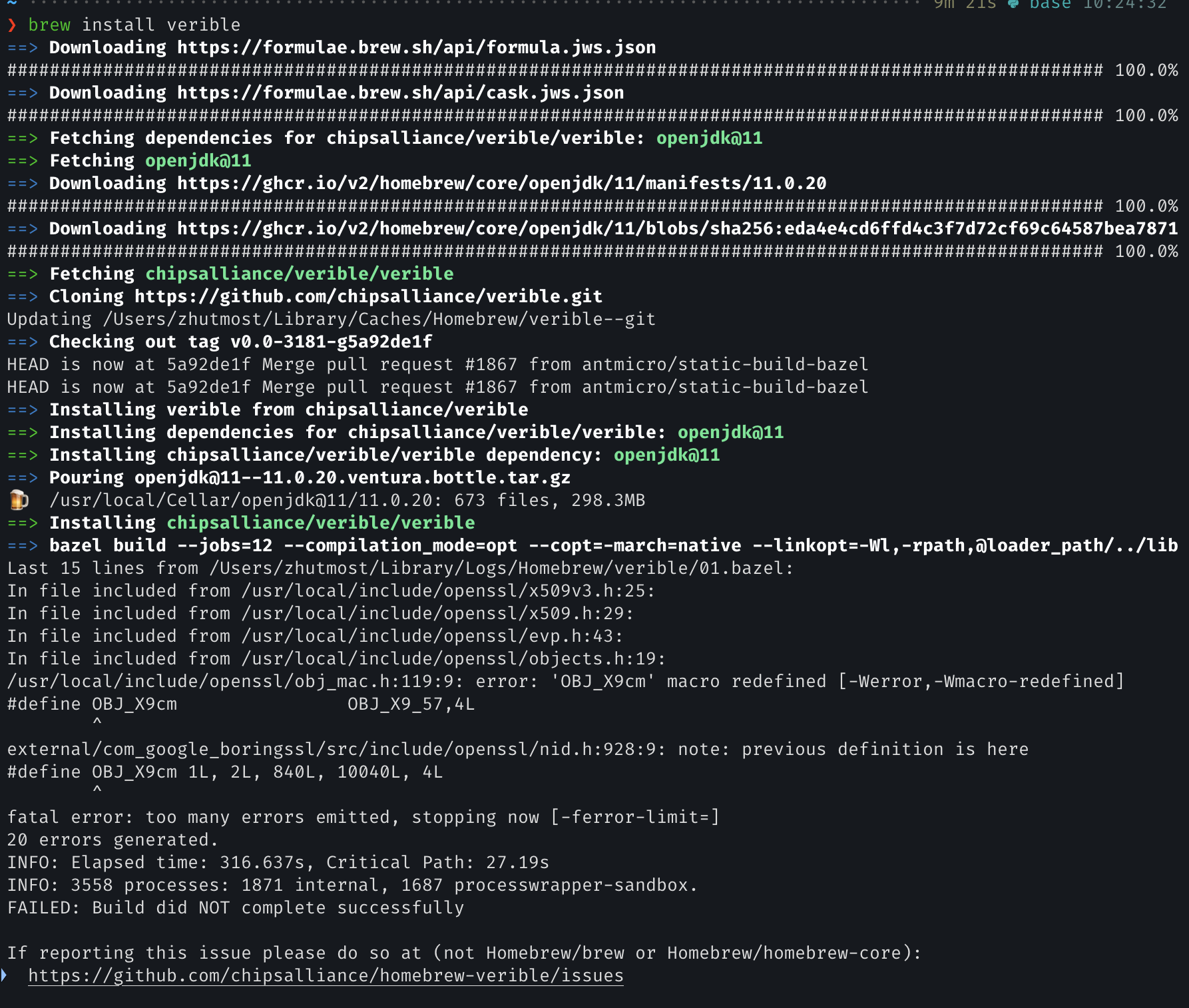 Installation not working on macOS after building the binaries · Issue #1404 · chipsalliance ...