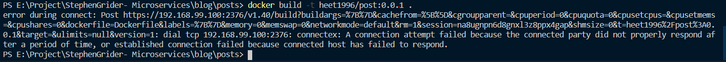 Connect ex: A connection attempt failed because the connected party did not properly respond ...