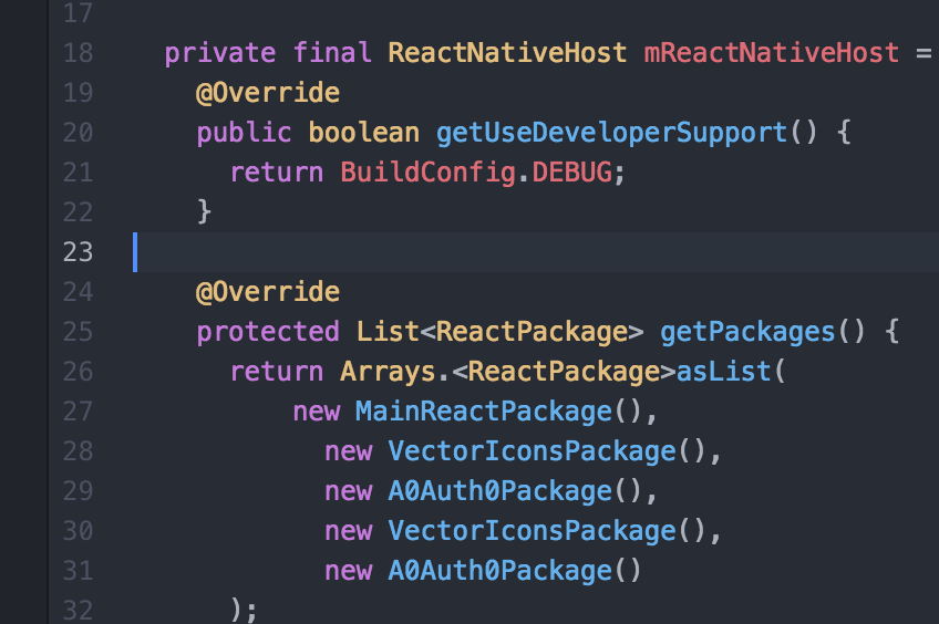 Native module VectorIconsModule tried to override VectorIconsModule for the module name ...