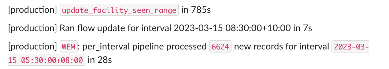 Clean up profiler logging to slack · Issue #197 · opennem/opennem · GitHub