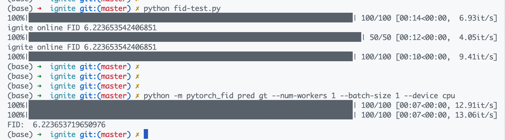 FID calculation is five orders of magnitude different from the reference FID implementation ...