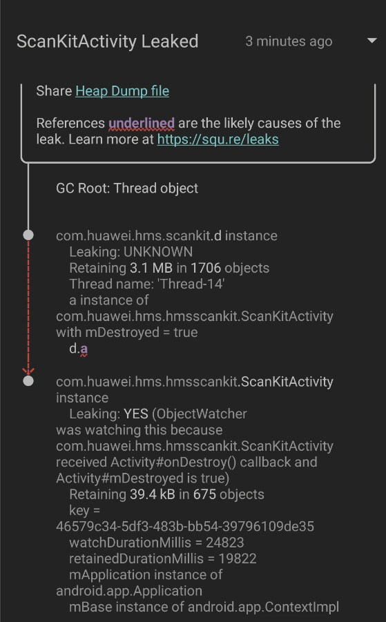 最新版的SDK下的Default View Mode 内存泄漏 · Issue #95 · HMS-Core/hms-scan-demo · GitHub