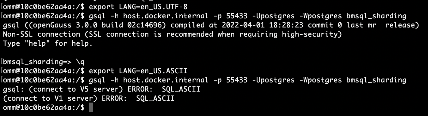 gsql could not login to proxy if backend database is MogDB (openGauss) since SQL_ASCII charset ...