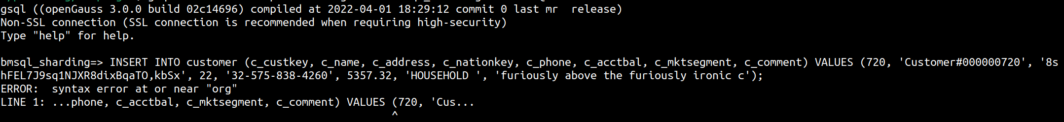 The insert statement is abnormal."ERROR: Cannot invoke "org.antlr.v4.runtime.tree.ParseTree ...