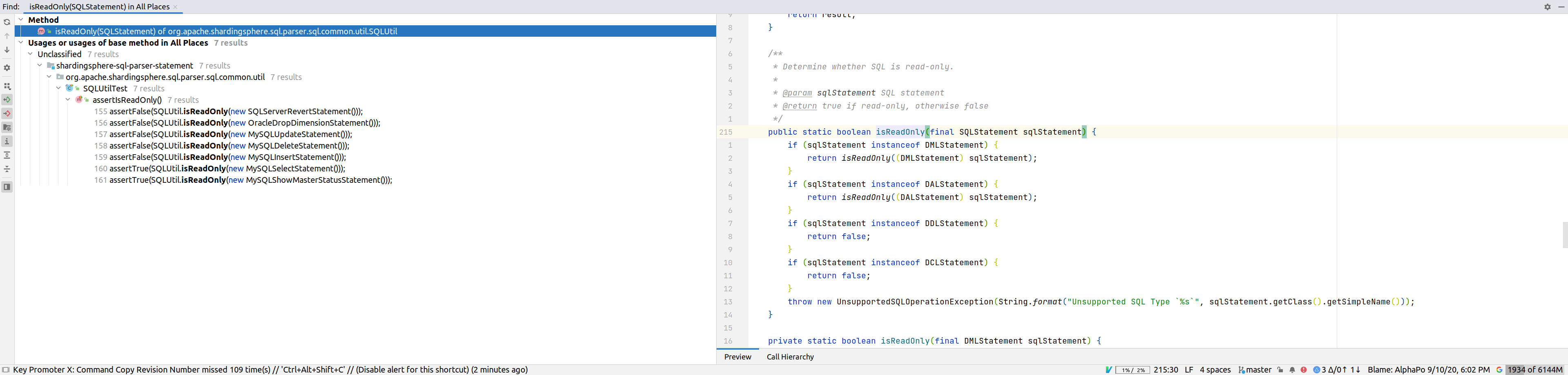 Found Unused Method Org Apache Shardingsphere Mon Util Sqlutil Isreadonly