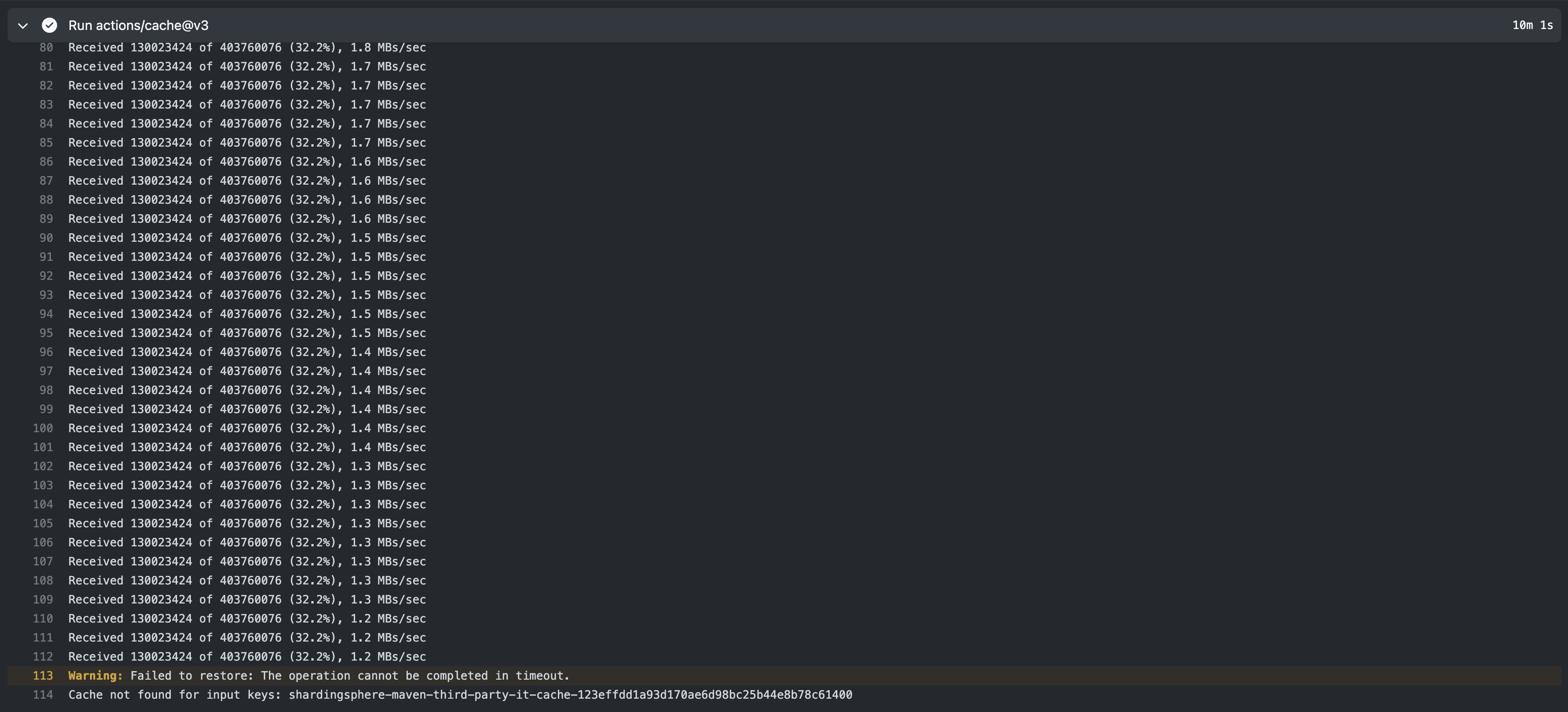 Avoid GitHub Actions stuck too long in step actions/cache · Issue #24604 · apache/shardingsphere ...