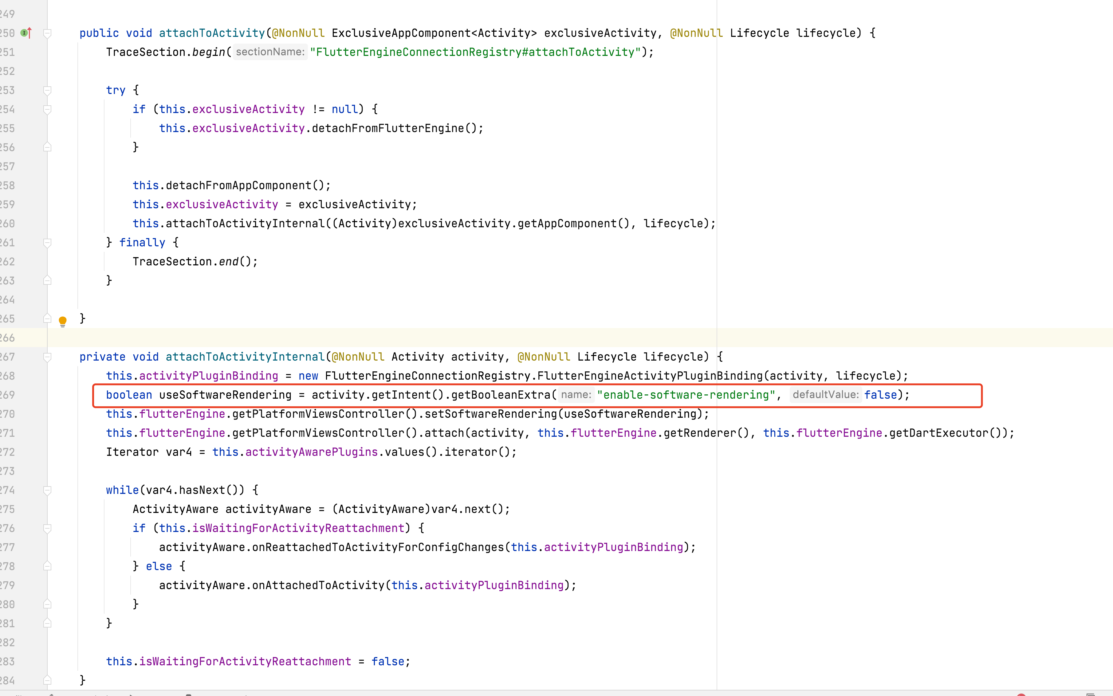FlutterEngineConnectionRegistry `getIntent().getBooleanExtra()` throws ...