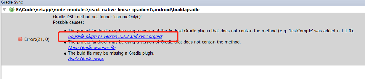 I have upgrade plugin to version 2.3.3, but it still gives me this notice, and Android Studio ...