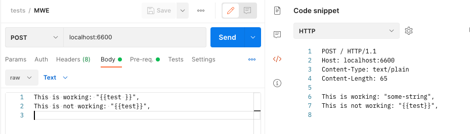 Variable not replaced in body unless followed by a space · Issue #10891 · postmanlabs/postman ...