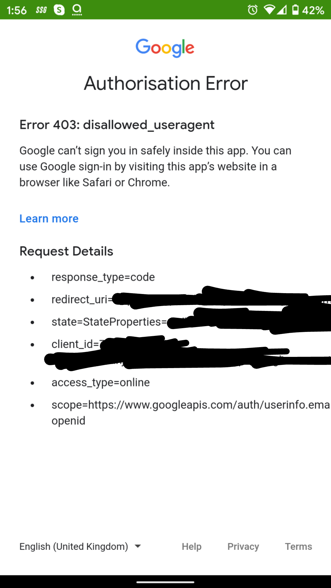 Google login not working via B2C_1A_SignInOnly · Issue #1312 · AzureAD ...