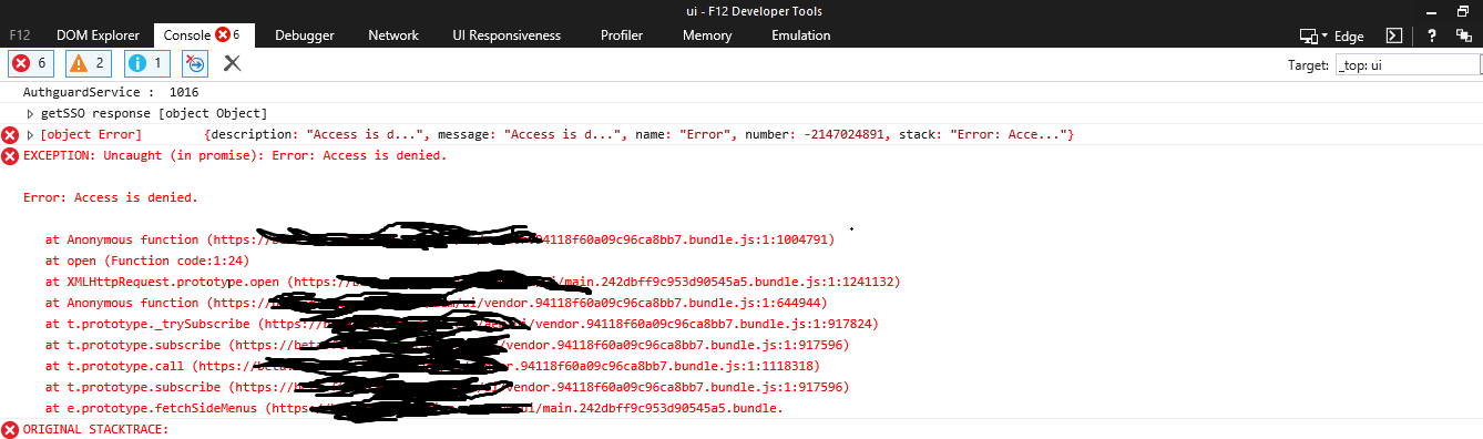 EXCEPTION: Uncaught (in promise): Error: Access is denied.Error: Access ... EXCEPTION: Uncaught (in promise): Error: Access is denied.Error: Access ...