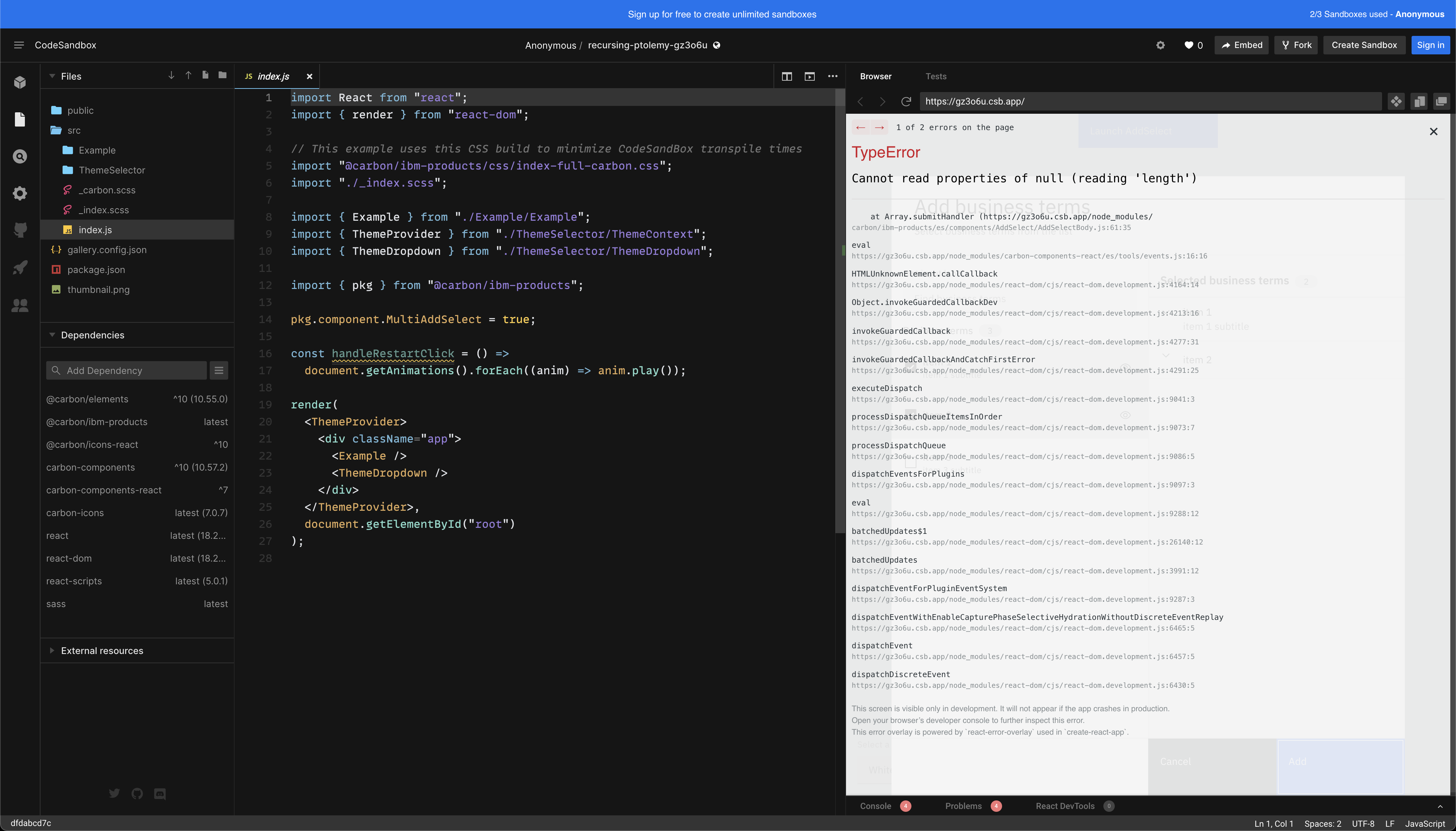 Multiaddselect Onsubmit Exception · Issue 2123 · Carbon Design Systemibm Products · Github 9923