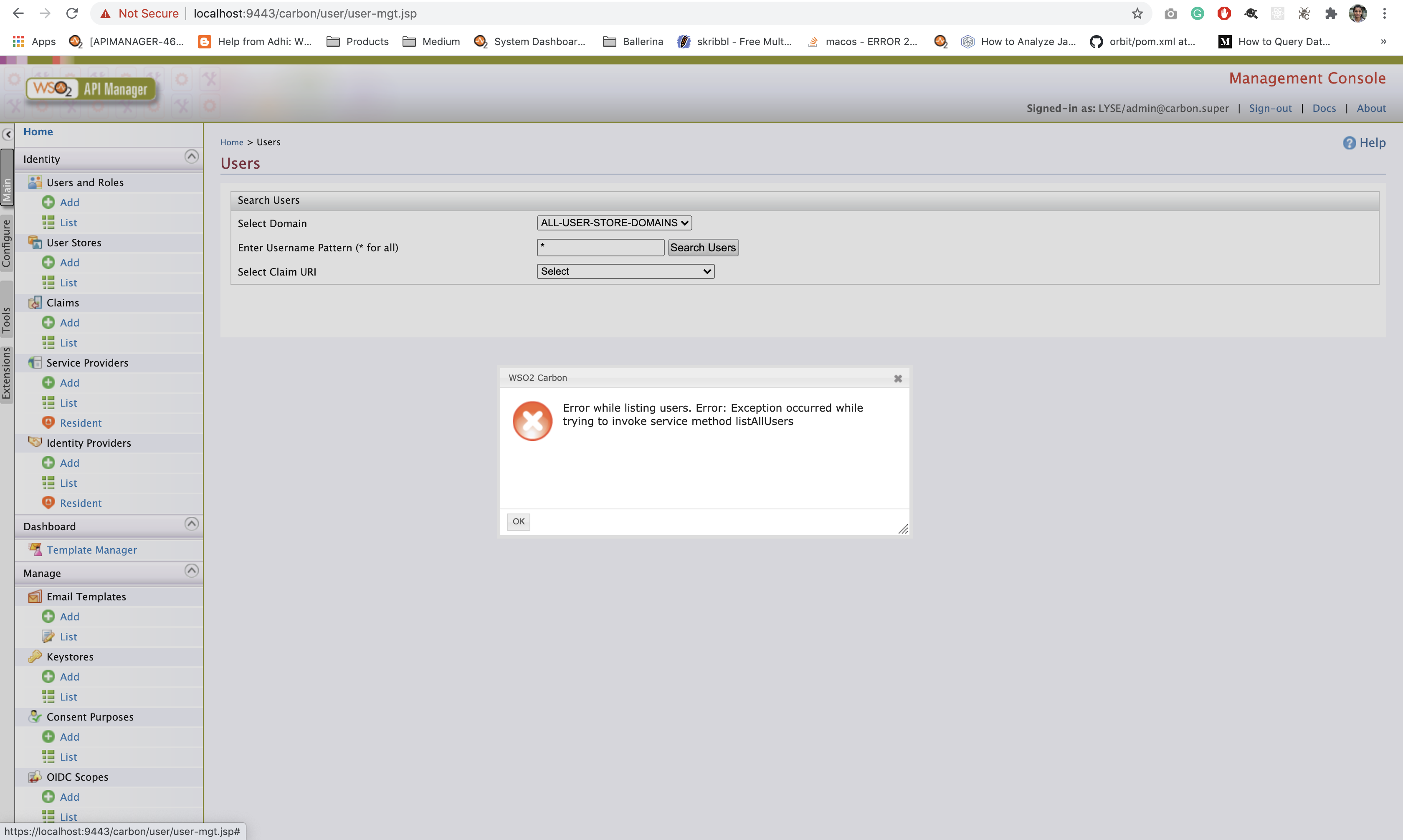 [APIM-3.X.X] - Cannot list users in APIM 3.X.X carbon management console if the Primary User ...