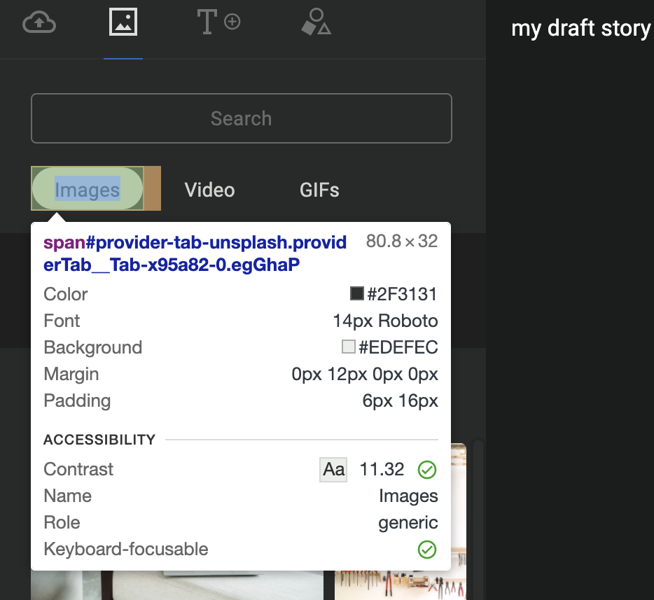 A11Y: Images/Video/GIFs buttons in 3P media tab are not announced as clickable · Issue #4430 ...