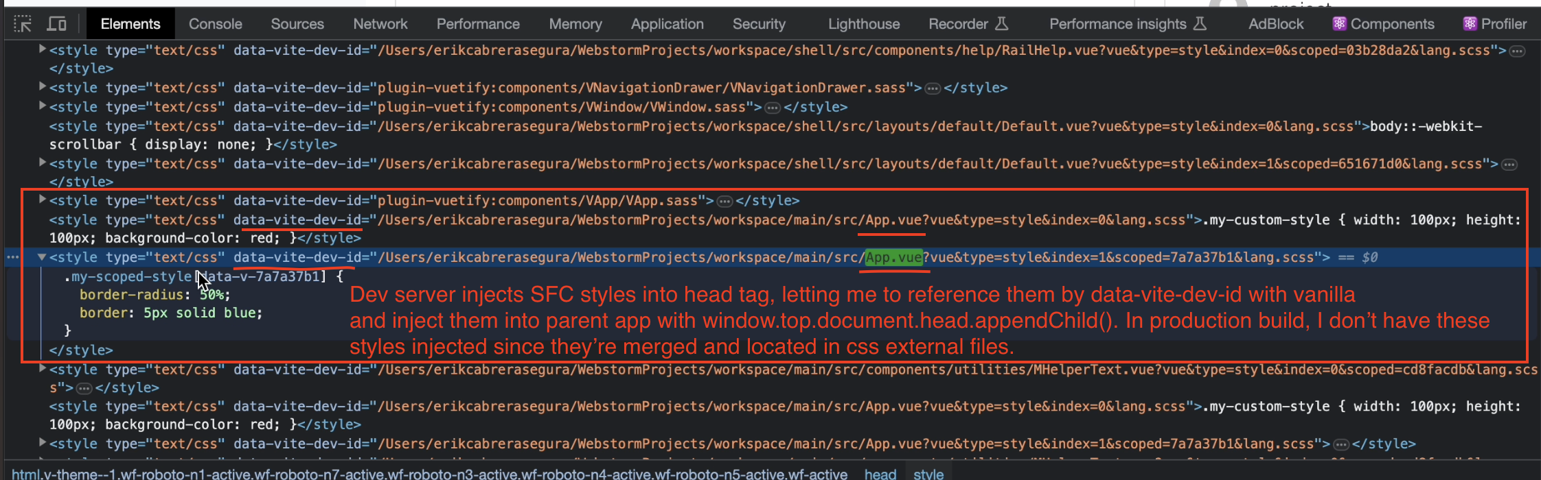 Inject specific styles into head tag after vite build · Issue #245 · vitejs/vite-plugin-vue · GitHub