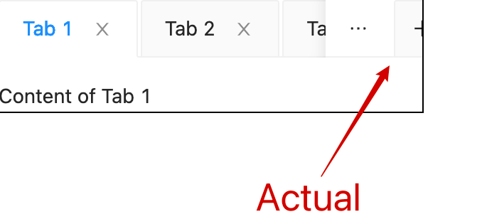 Card type tabs operation area shrinks when tabs count is large enough ...