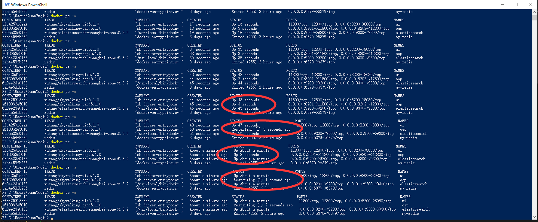 我遇到一些问题，oap 一直restart · Issue #25 · JaredTan95/skywalking-docker · GitHub