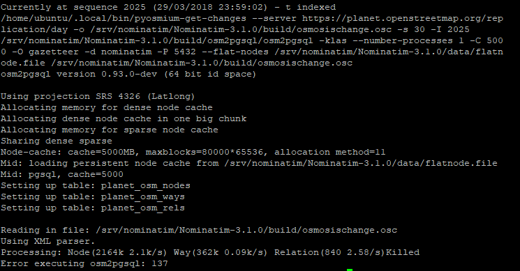 Error executing osm2pgsql: 137 · Issue #998 · osm-search/Nominatim · GitHub