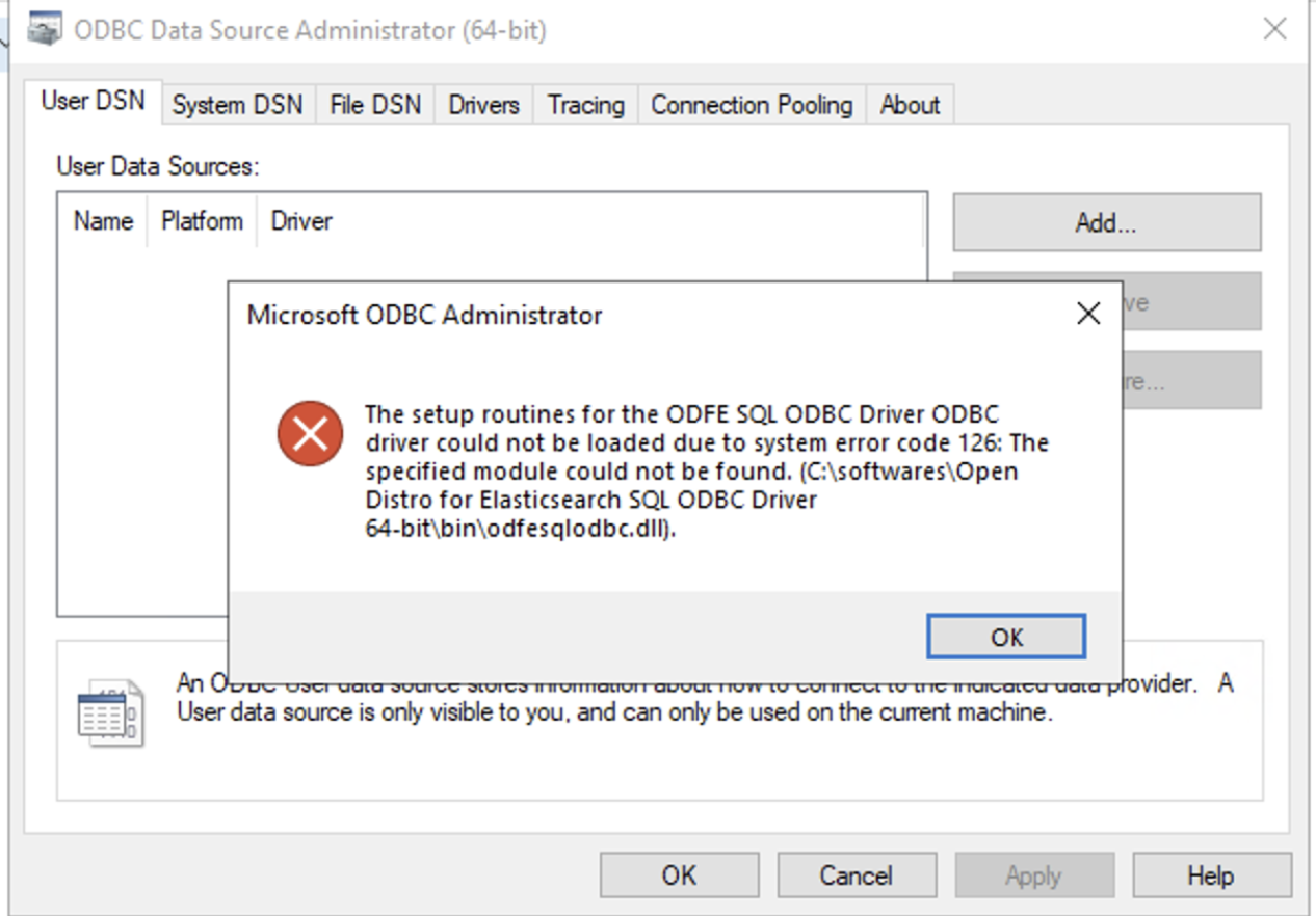 ODBC Driver 1.13.0.0 not working with ODFE SQL Plugin version
