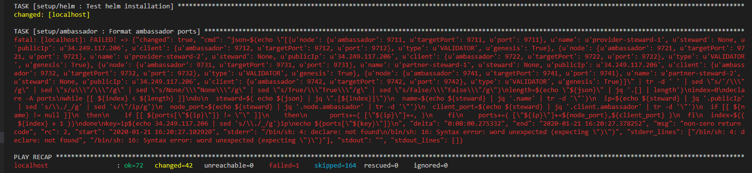 Ansible fails because "declare" is not found · Issue #258 · hyperledger-bevel/bevel · GitHub