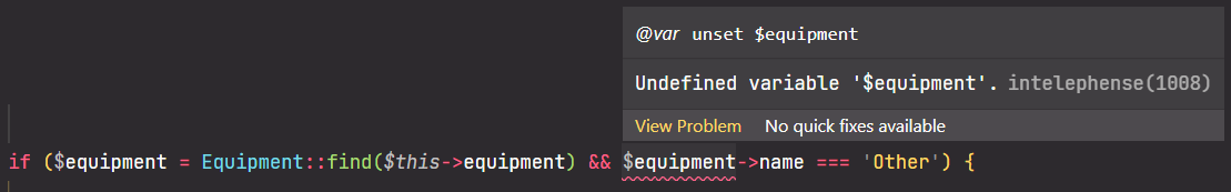 Short-circuit if condition - undefined variable · Issue #2136 · bmewburn/vscode-intelephense ...