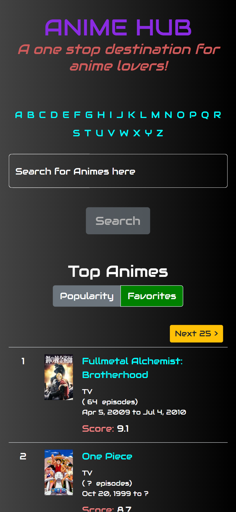 GitHub - snigdhob/Anime-Hub: A comprehensive anime search engine ...