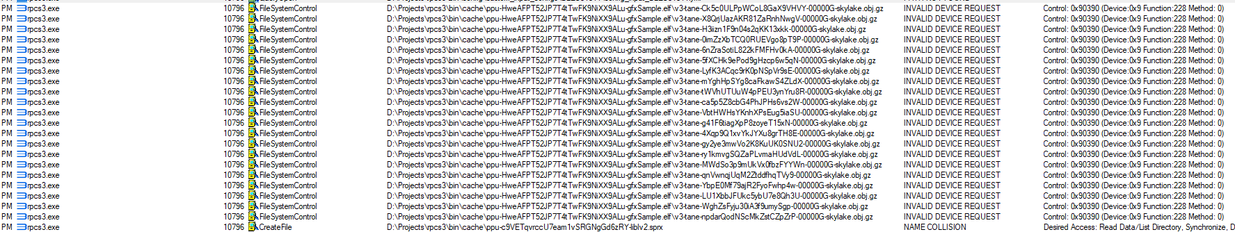 Windows: ProcessMonitor reports FileSystemControl INVALID DEVICE REQUEST for PPU cache entries ...