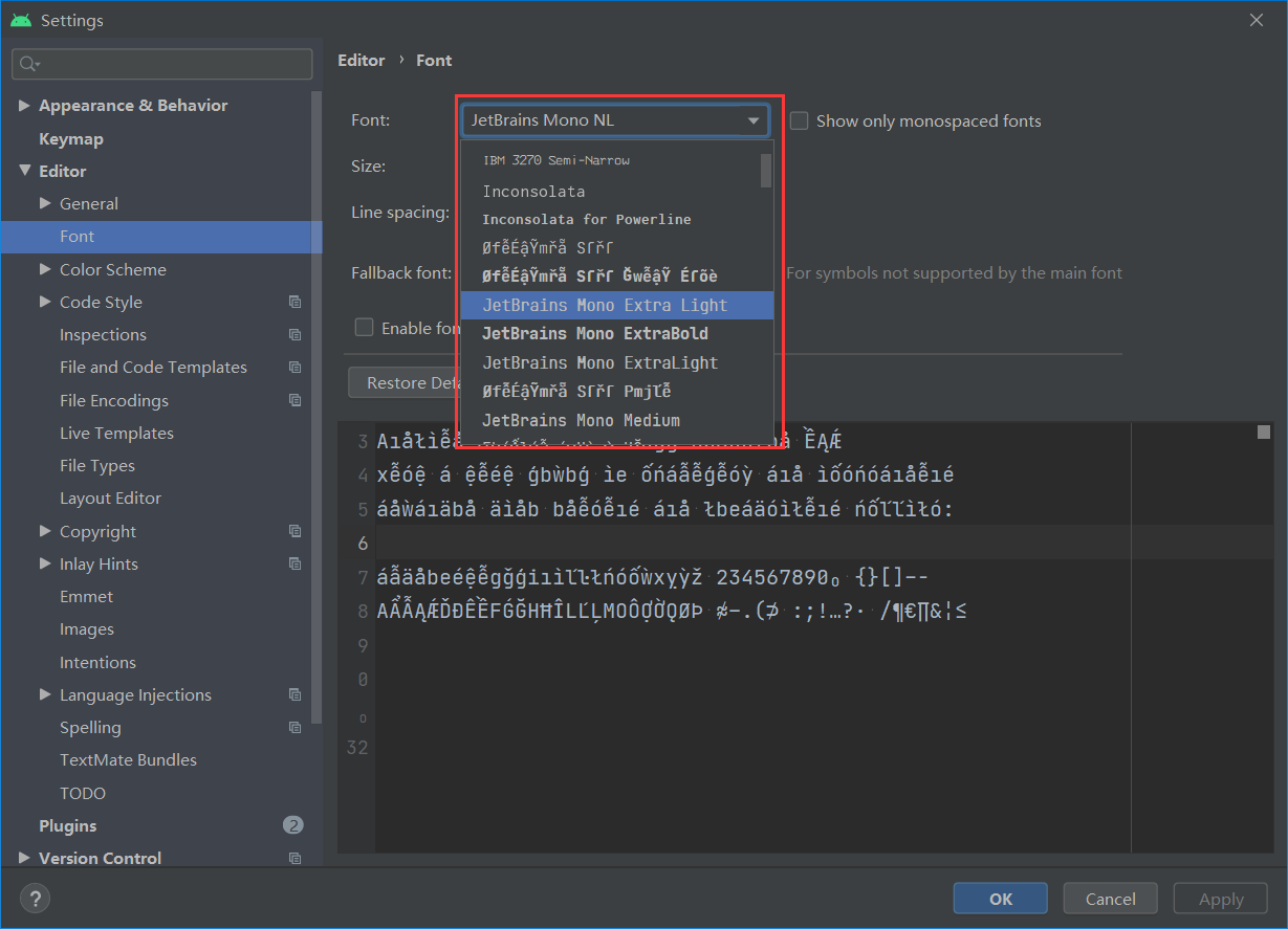 messy code in Android studio · Issue #311 · JetBrains/JetBrainsMono · GitHub