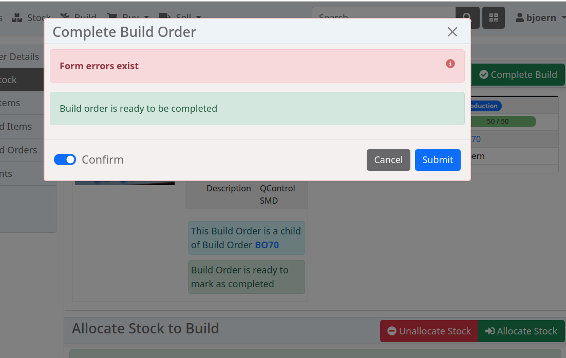[BUG] Keep getting "Build Order is incomplete" · Issue #2516 · inventree/InvenTree · GitHub