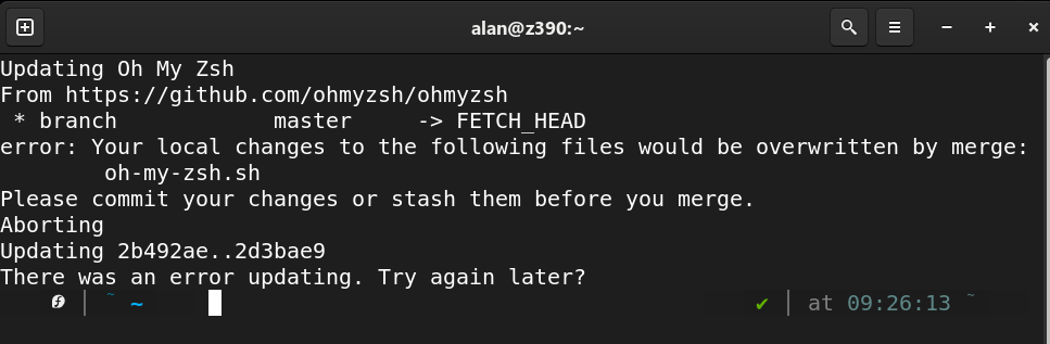 auto update with error · Issue #10661 · ohmyzsh/ohmyzsh · GitHub