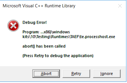 Failed test on Windows 10 after running hcttest on fresh enlistment ...