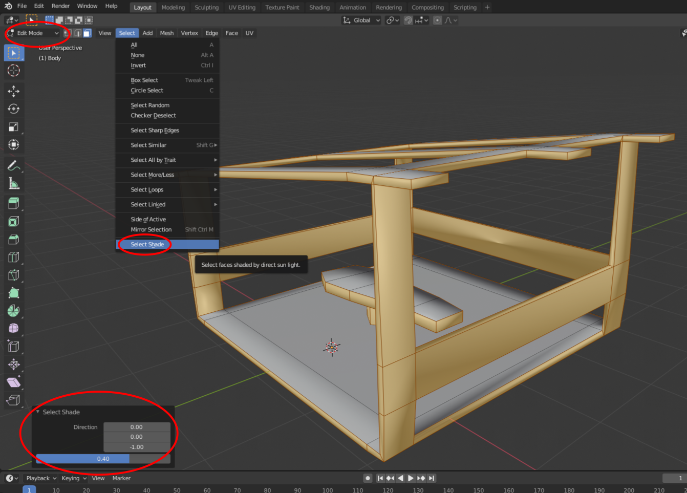 GitHub - FujiSunflower/select_shade: Blender addon to select faces shaded by direct sun light.