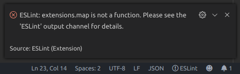 extensions.map is not a function · Issue #743 · microsoft/vscode-eslint · GitHub