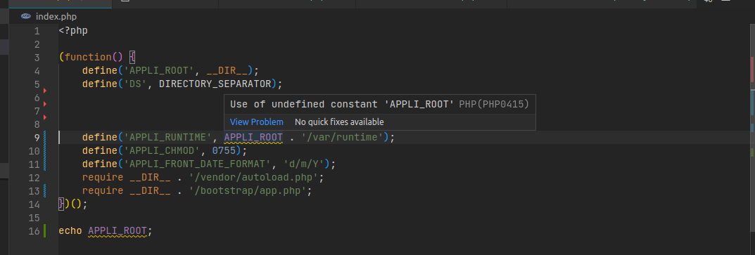 Constant Created Inside Function Highlighted As Undefined · Issue 244 · Devsense Phptools Docs