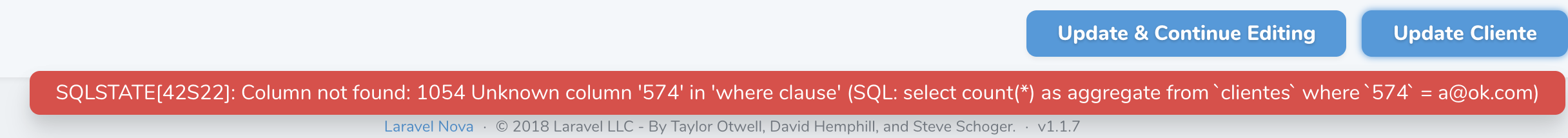 MySQL error on Update using Rules · Issue #968 · laravel/nova-issues · GitHub