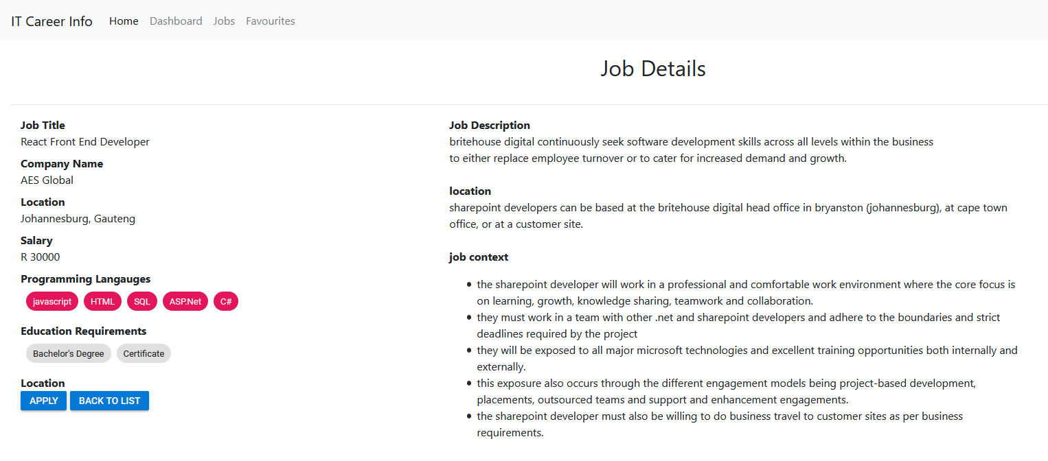 GitHub - PieterVanZyl-Dev/CareerInfo: A beautiful dashboard for ...