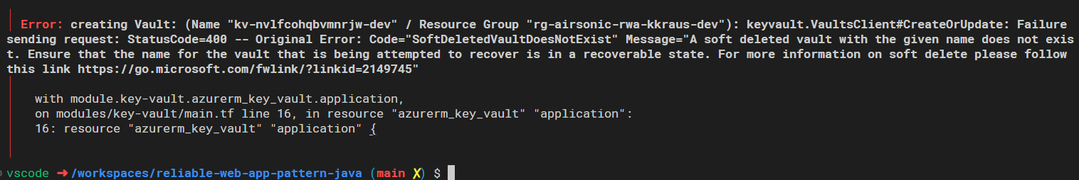 Failed to recover a recoverable Key Vault resource · Issue #48 · Azure/reliable-web-app-pattern ...