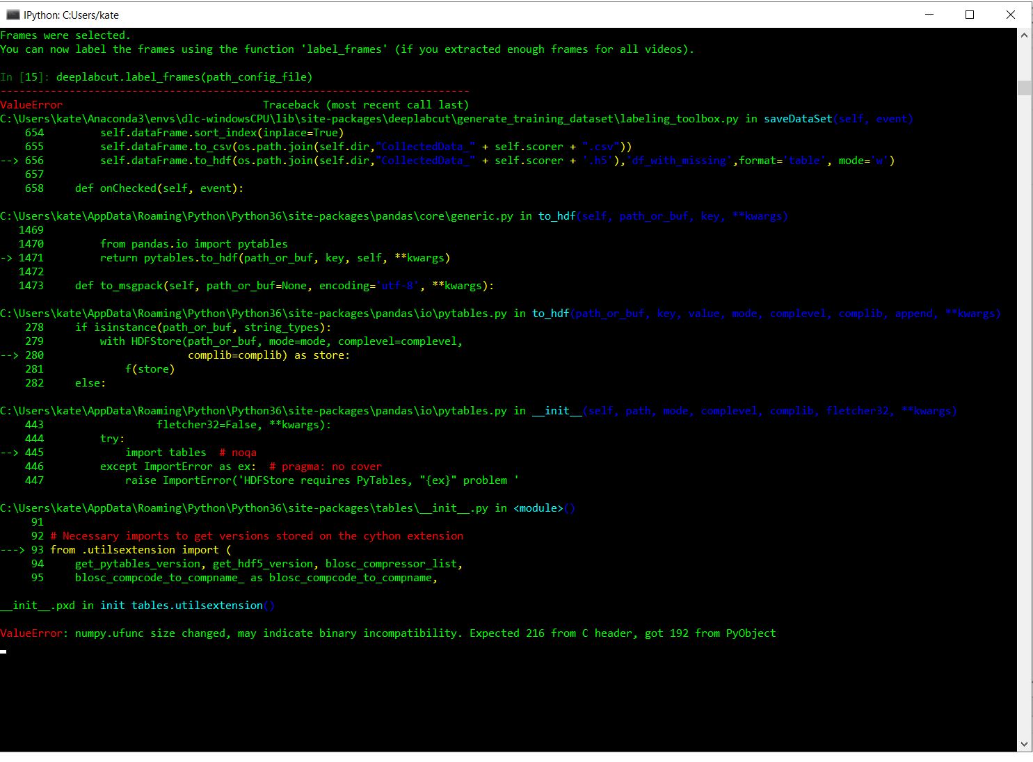 Error when save labeling · Issue #398 · DeepLabCut/DeepLabCut · GitHub