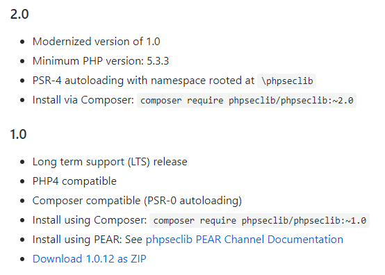 README unclear about LTS for 2.0 · Issue #1310 · phpseclib/phpseclib · GitHub