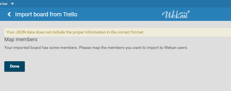 Receive the message "Your JSON data does not include the proper information in the correct ...