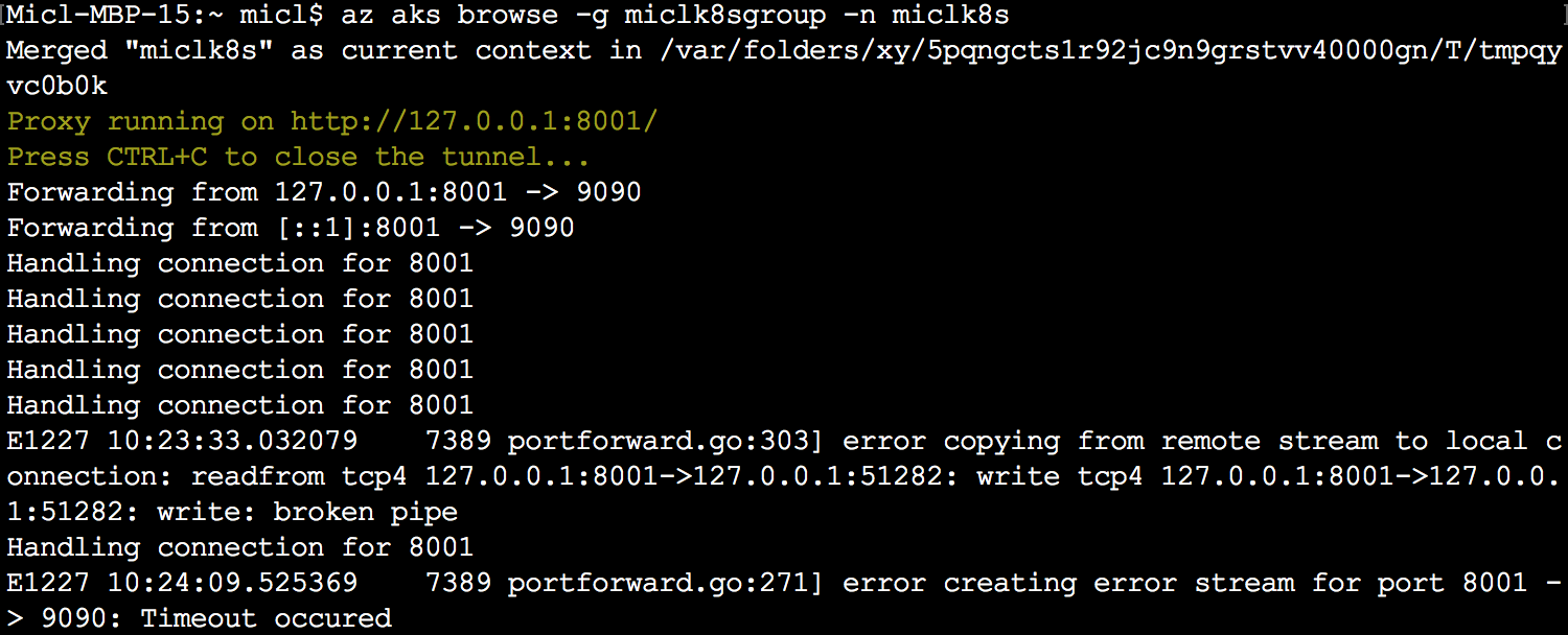 Az Aks Browse Open Web Ui Always Failed · Issue 101 · Azureaks · Github 