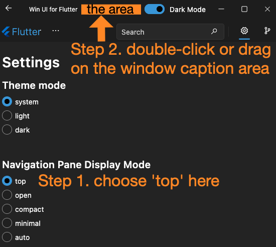 🐛 With PaneDisplayMode.top, 'Win UI for Flutter's main window cannot be resized using mouse ...