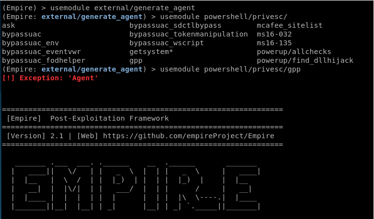 Changing to different module from external/generate_agent context throws exception · Issue #749 ...
