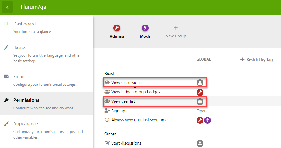 Unable to search for users with specific permissions setup · Issue #2372 · flarum/framework · GitHub