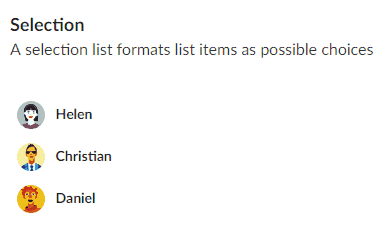 [List] items in a selection list should display their active state ...