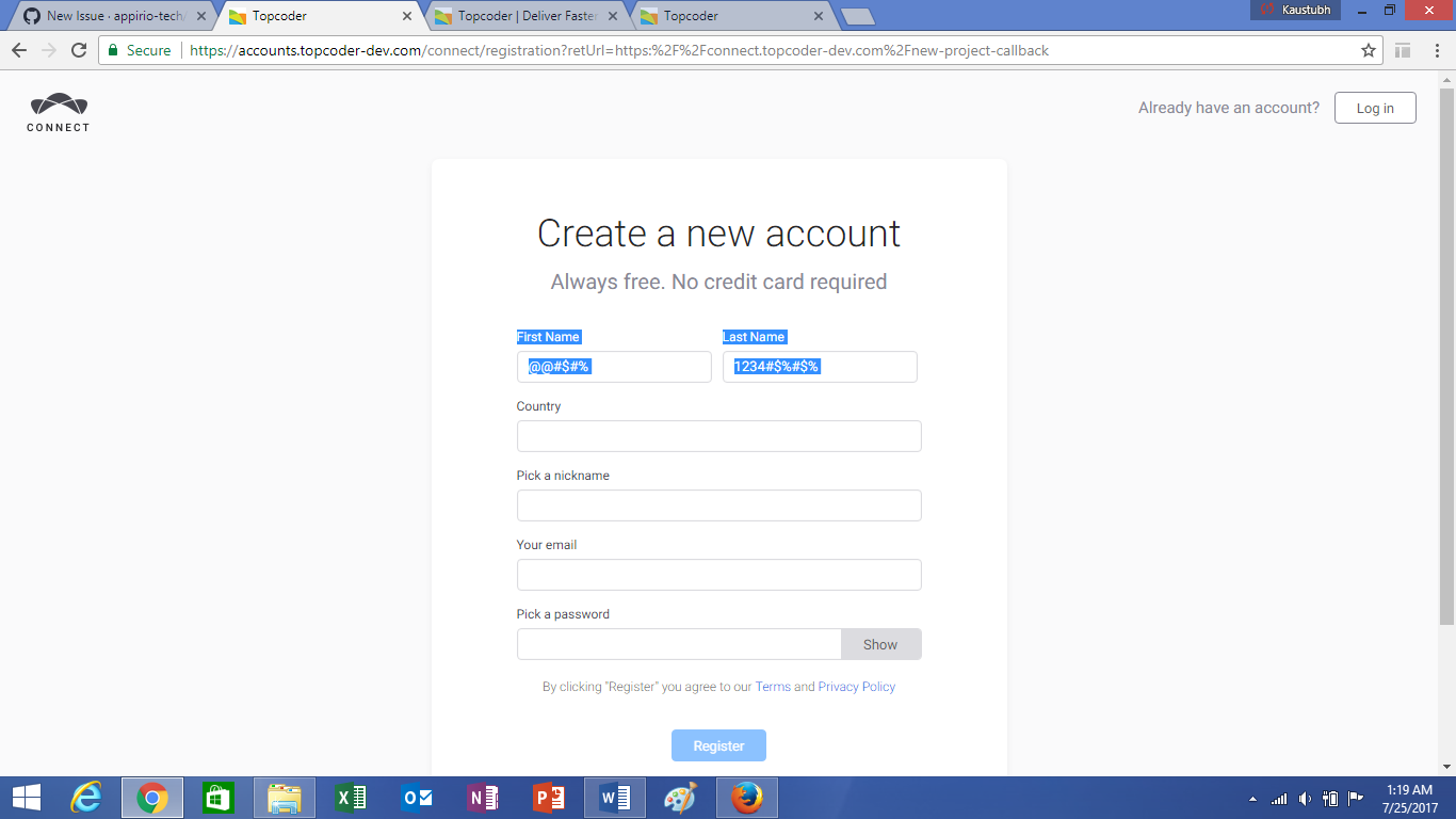 'Create New Account' form allows special symbols & numbers in name · Issue #1014 · appirio-tech ...