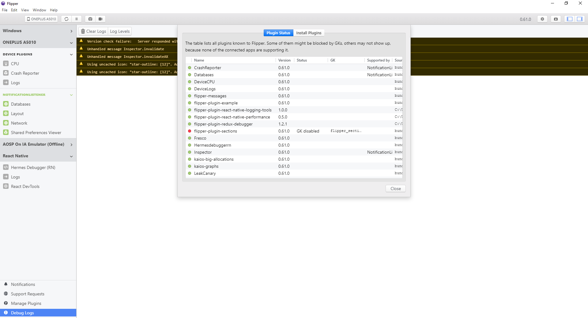 Can't see any plugin on flipper · Issue #1697 · facebook/flipper · GitHub